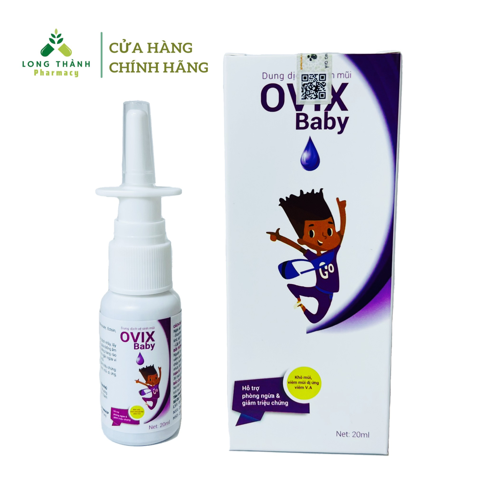 Xịt mũi Ovix Baby - Dưỡng ẩm mũi chứa Ectoin, Hyaluronic 20ml (Bản mới ...