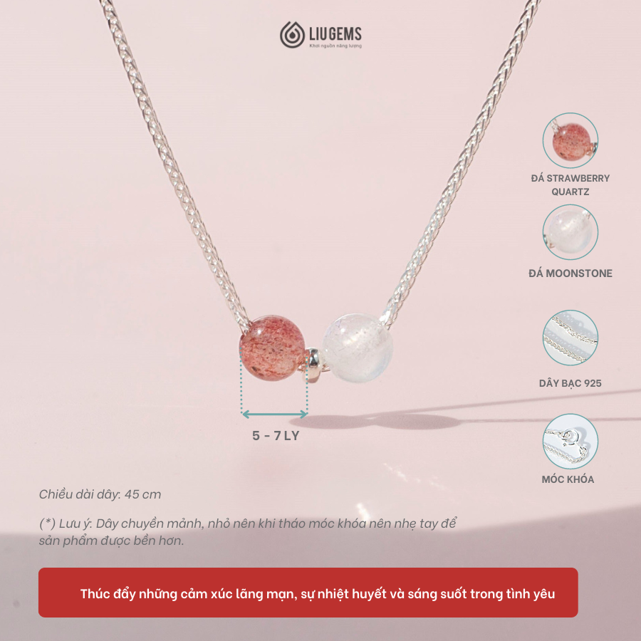 Dây Chuyền Bạc Nữ 2 Hạt Đá Liugems Phong Thuỷ Trẻ Trung, Năng Động DC02 ...