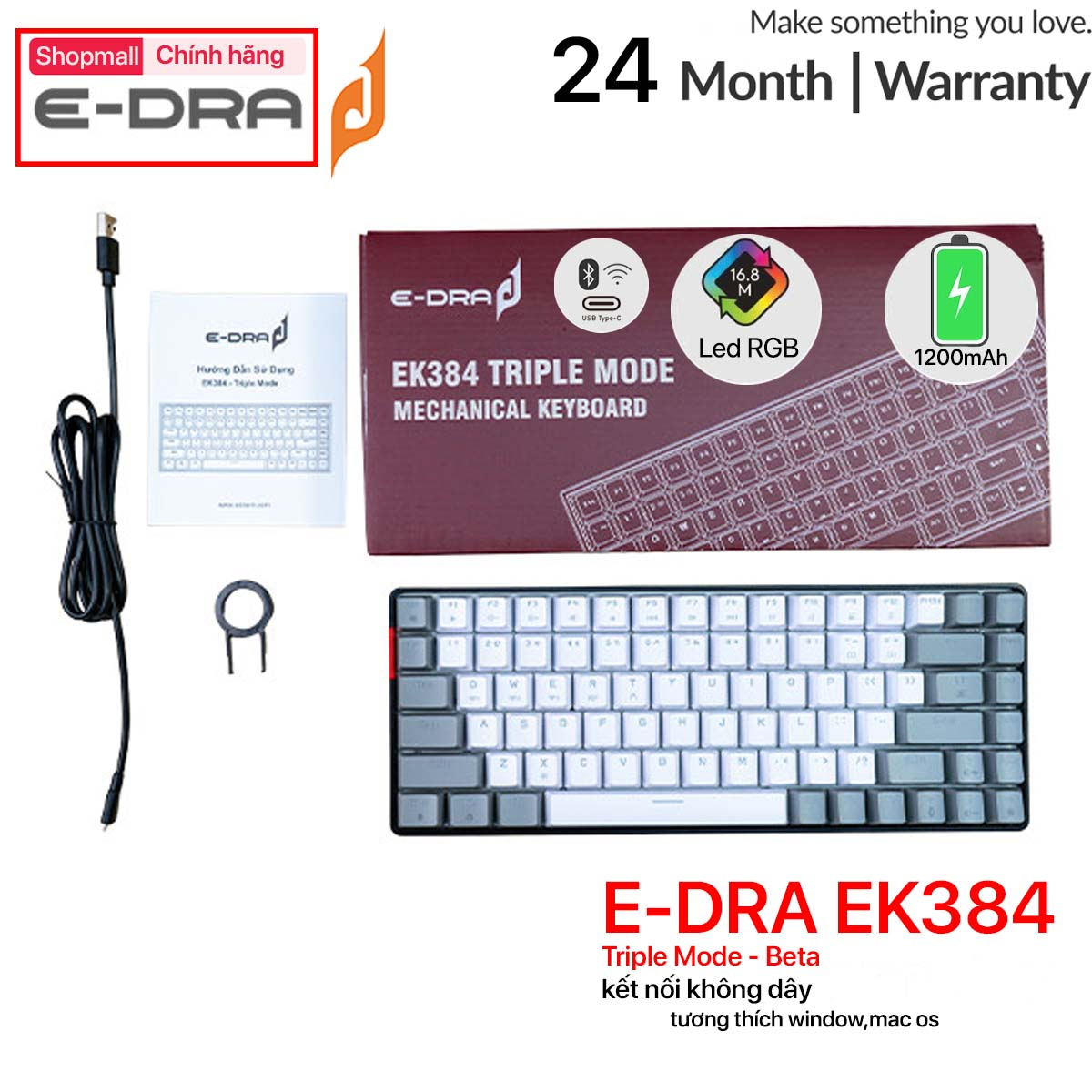 Bàn phím cơ chơi game E-Dra EK384 Triple Mode - Beta led RGB | Shopee ...