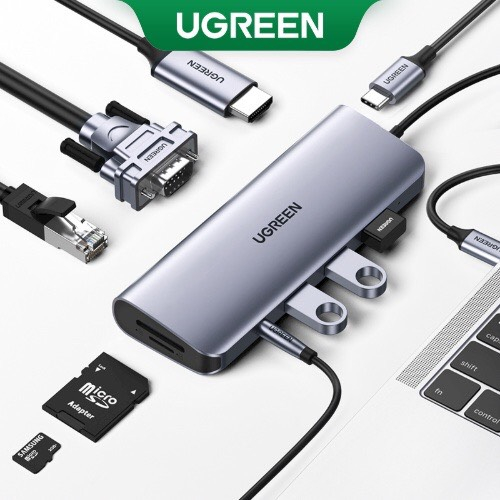 HUB USB C 10 in 1 UGREEN 80133 USB C to 3 USB 3.0 + HDMI 4K + VGA ...