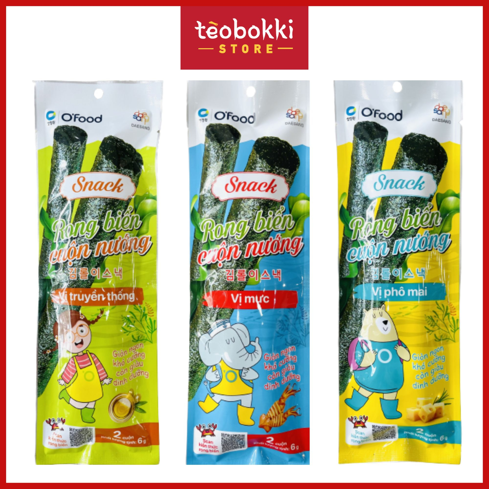 Snack rong biển cuộn nướng nhiều vị O'Food 6g | Shopee Việt Nam