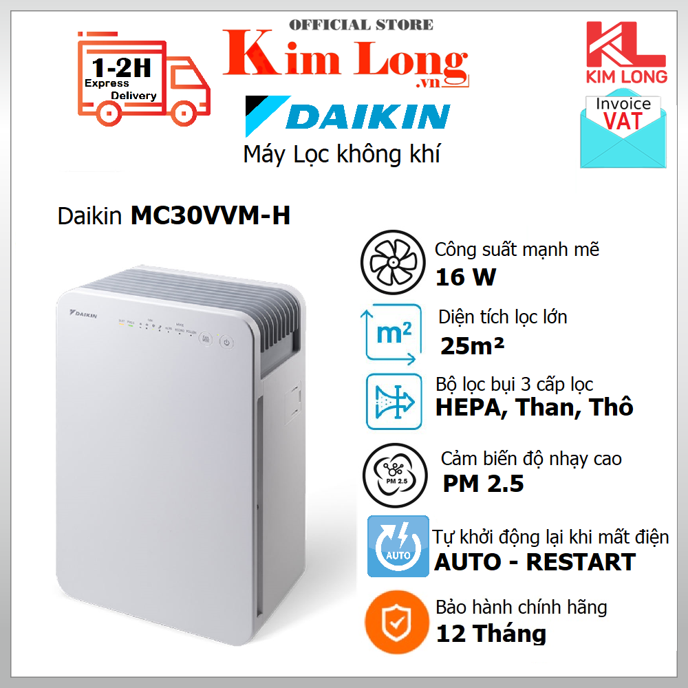 Máy lọc không khí Daikin MC30VVM-H / MC30VVM-A hệ thống 3 cấp lọc, lọc ...