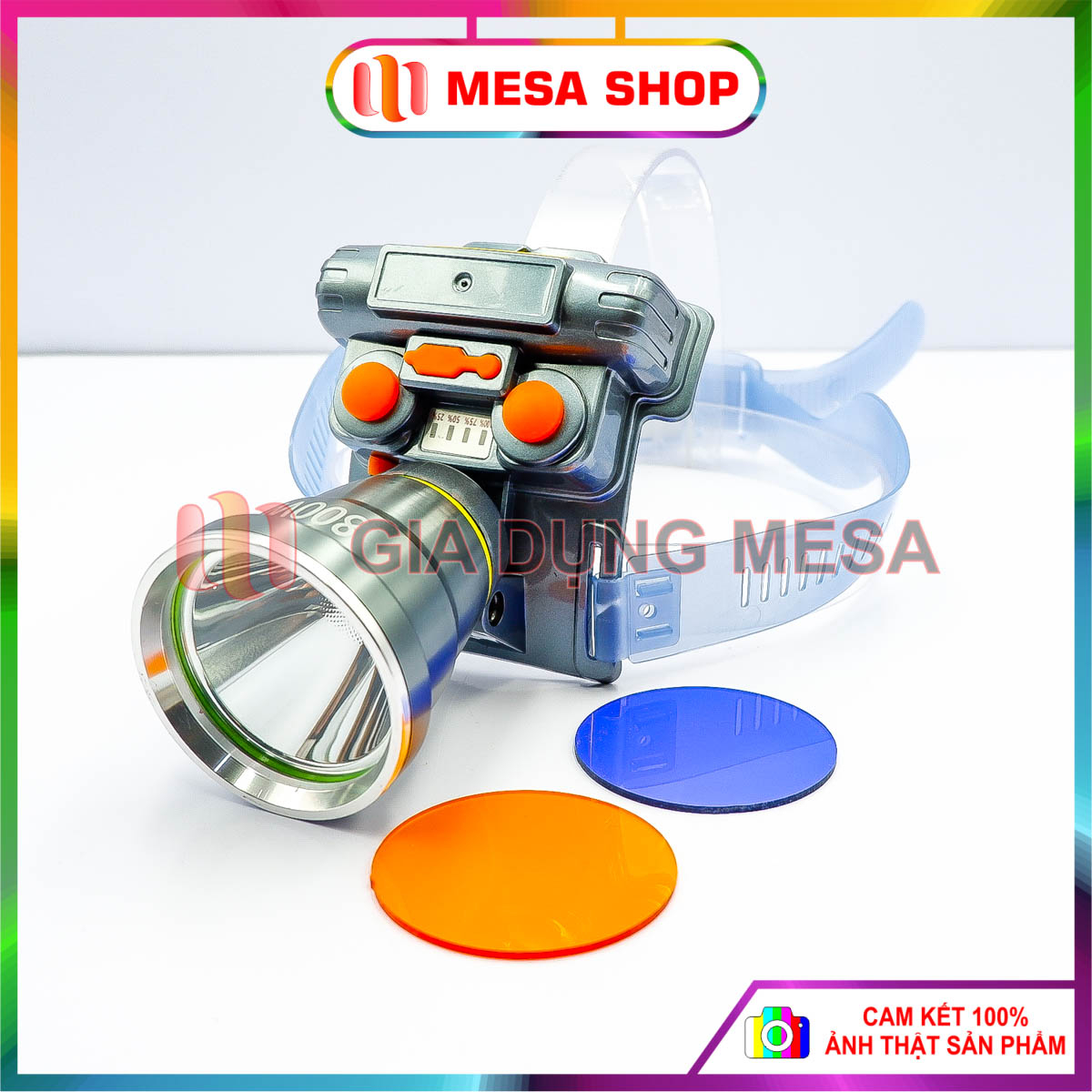 Đèn PIN đội đầu ánh sáng TRẮNG và VÀNG Chống Nước Đi Mưa CHÓA NHÔM 6cm ...
