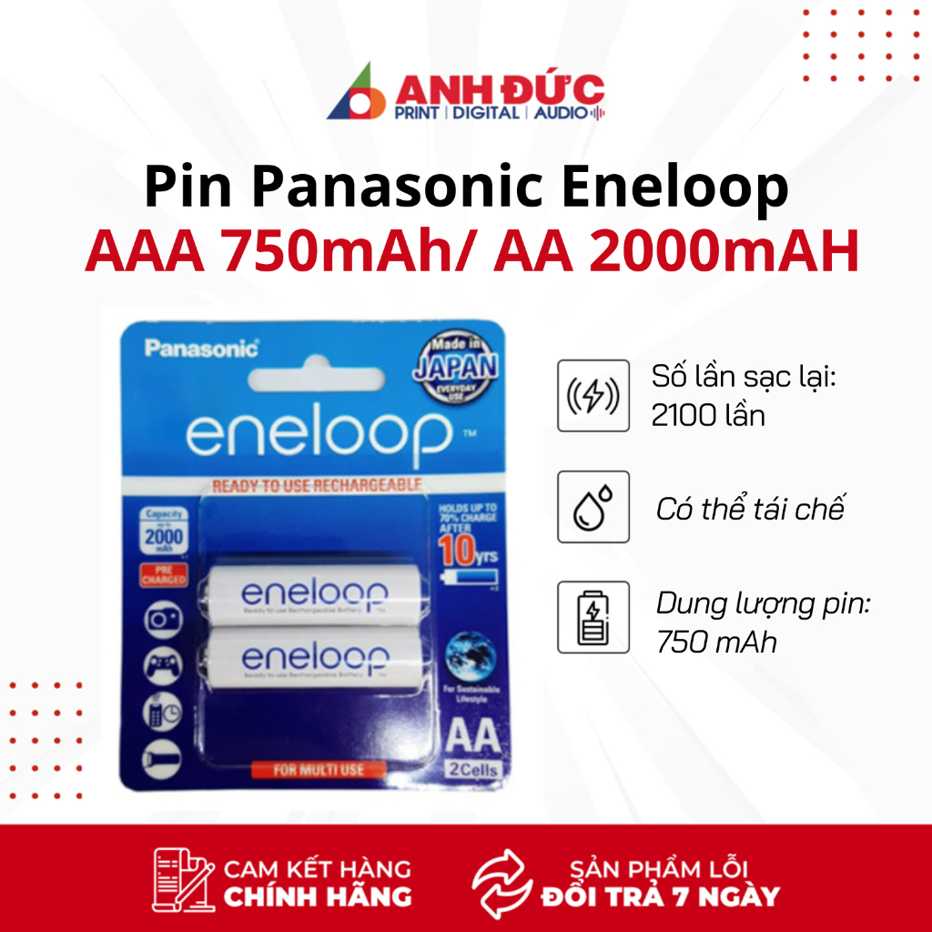 Pin Panasonic Eneloop Aaa 750mah Aa 2000mah Hàng Chính Hãng Shopee