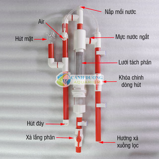Bộ Overflow kèm tách phân cho hồ cá, hút mặt hút đáy KHÔNG cần khoang ...