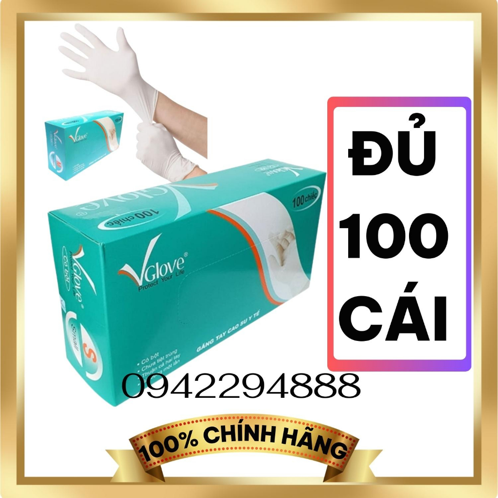 bao tay y tế vglove có bột, găng tay y tế, găng tay cao su y tế hàng chính hãng chuyên dùng cho ...