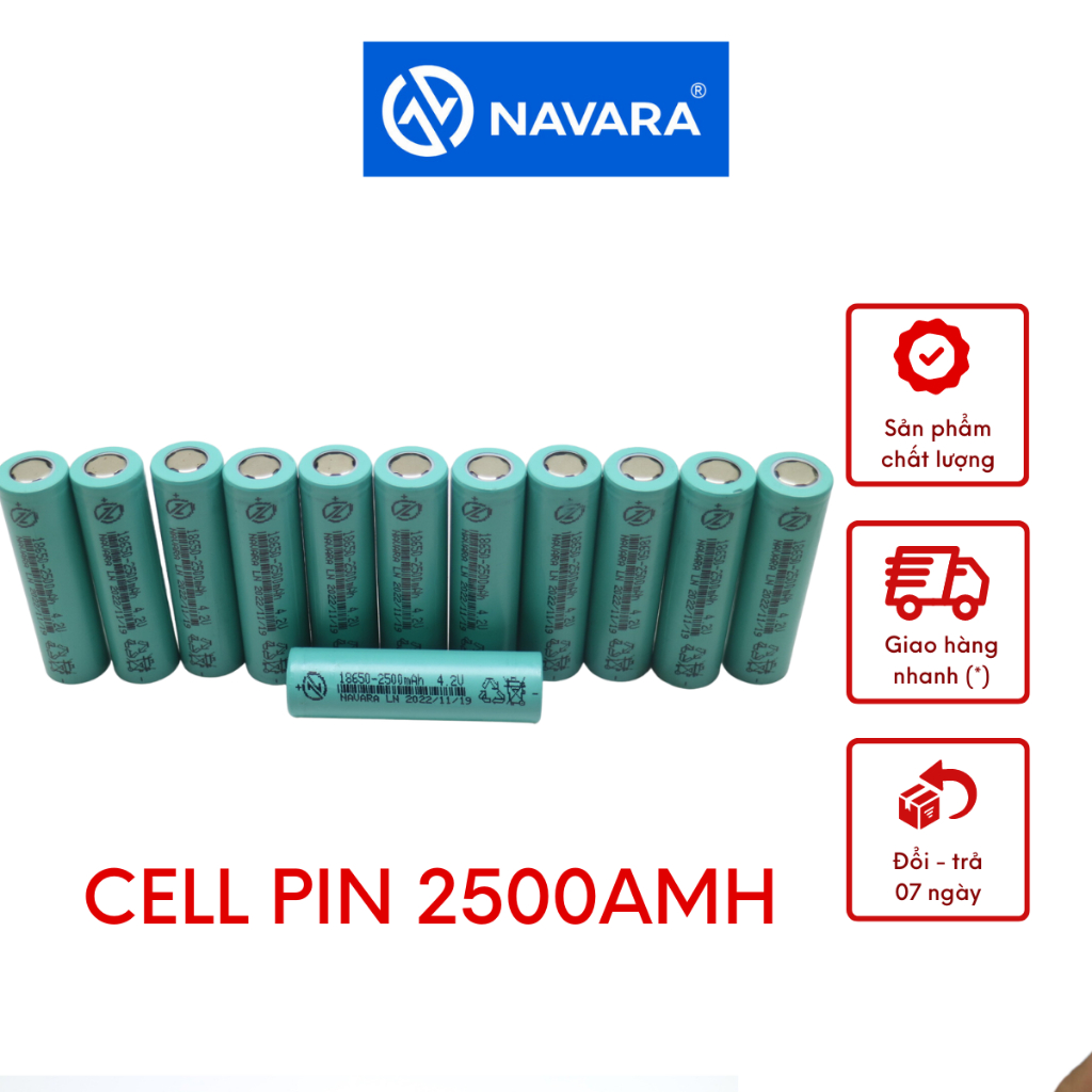 Cell pin NAVARA 18650 dung lượng 2500mah | Shopee Việt Nam