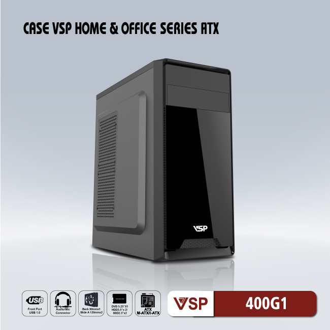 Vỏ case máy tính VSP-400G1/ VSP-400G2 hỗ trợ main ATX/MicroATX/ Mini ...