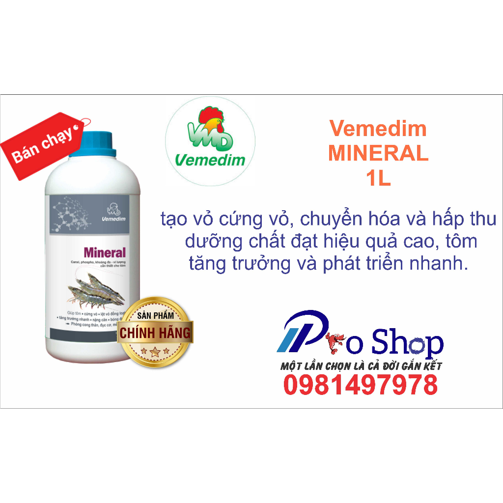 Vemedim Mineral 1L - tạo vỏ cứng vỏ, chuyển hóa và hấp thu dưỡng chất ...