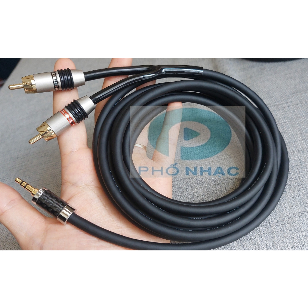 Dây 3.5 mm Ra 2 AV RCA (bông sen) Jack carbon chân đồng cao cấp (độ dài ...