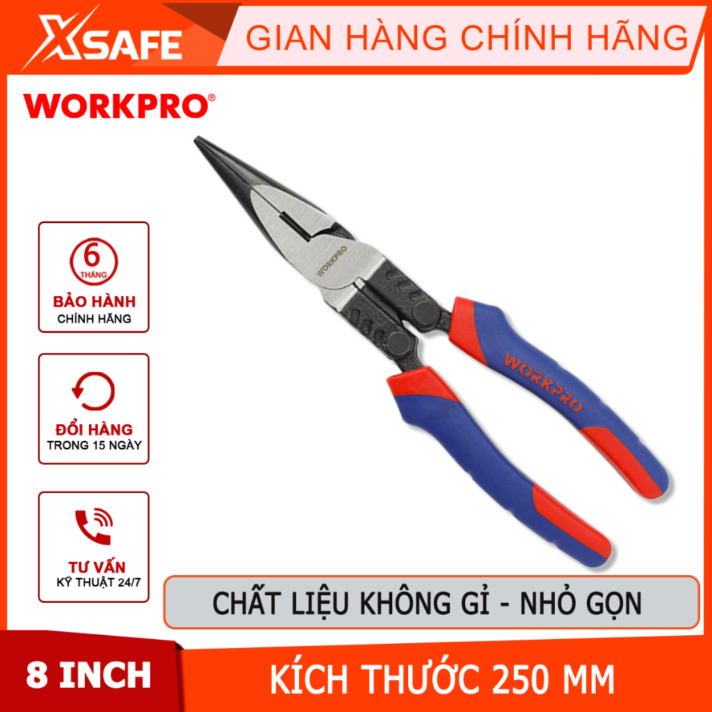 Kìm mỏ nhọn Workpro - WP231088 kích thước 8 inch/200mm loại tốt - Chinh hãng | Shopee Việt Nam