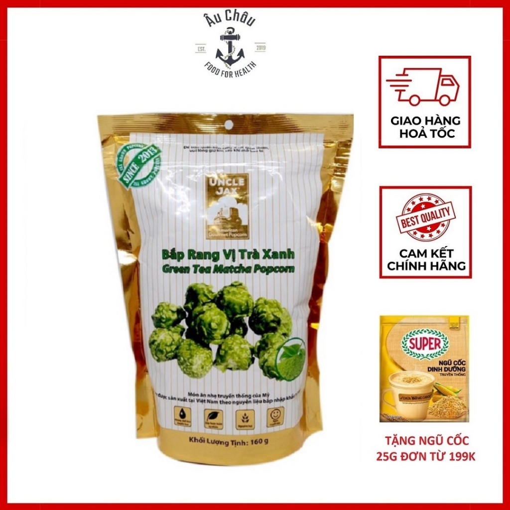 GÓI LỚN Bắp rang bơ Uncle Jax American Gourmet Popcorn vị trà xanh 160g ...
