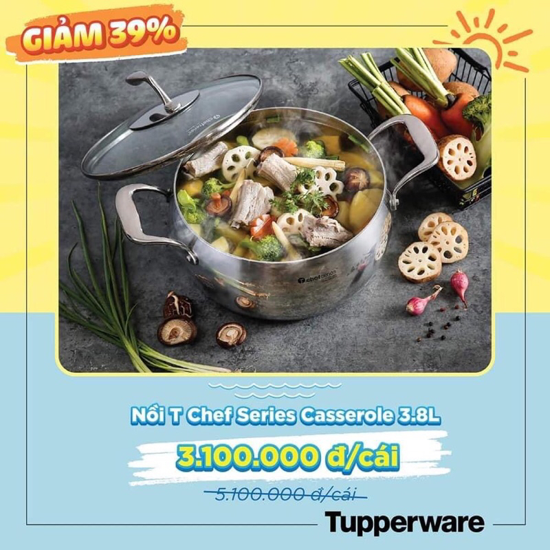 Nồi T Chef Series Casserole 3.8L (nắp kính) - Tupperware chính hãng ...