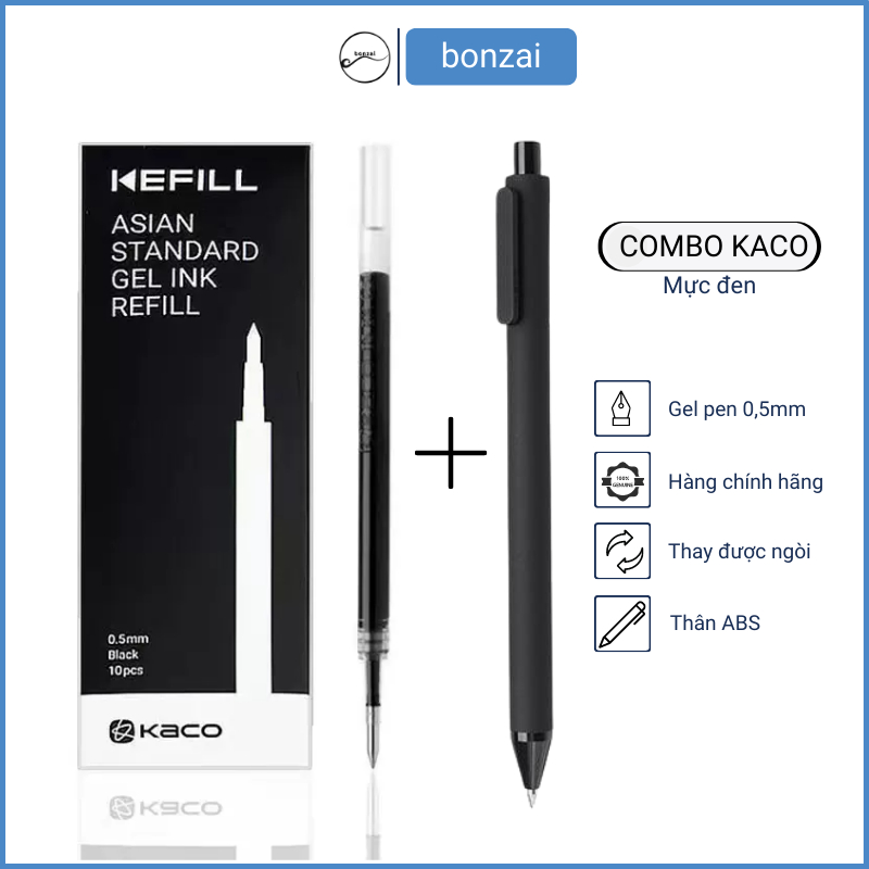 COMBO 10 Ngòi Kaco Đen + 1 Bút Gel Kaco Pure Đen | Shopee Việt Nam