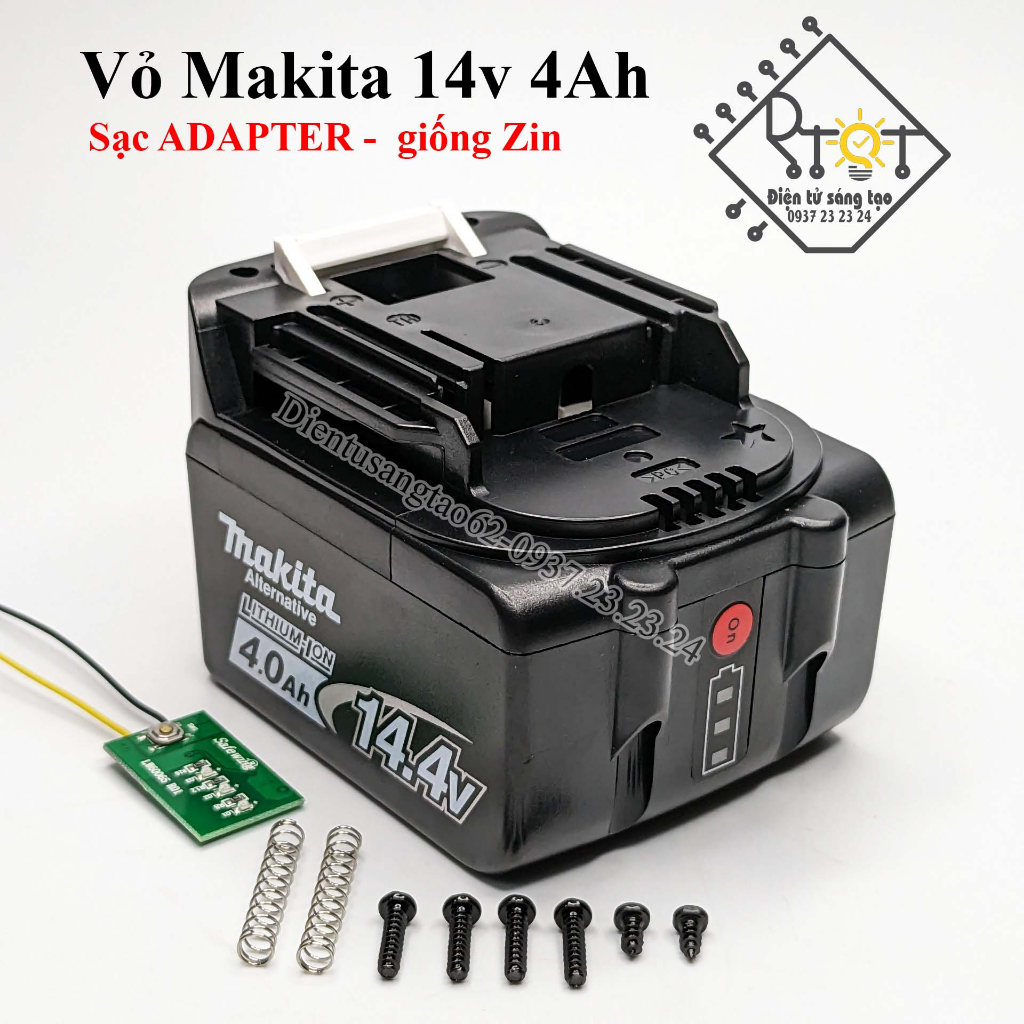 [ 14V DC ] Vỏ Makita adapter có led báo pin 14.4V 4Ah đóng 8cell mẫu ...