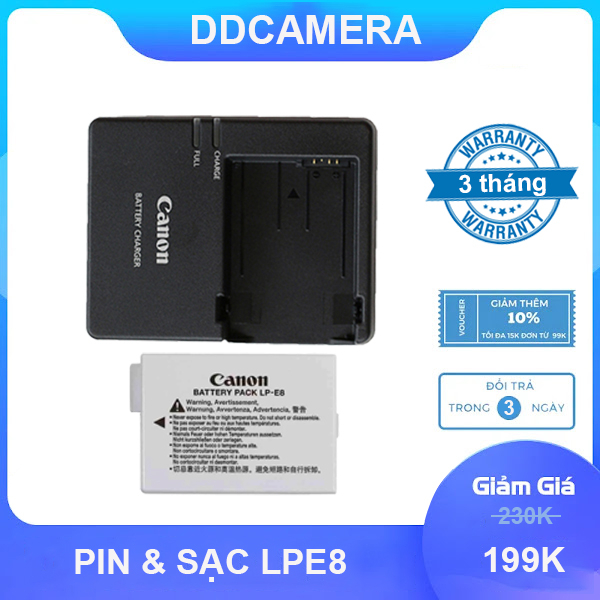 [ BH 3 tháng 1 đổi 1 ] Pin sạc Canon LPE8 LC E8 cho máy ảnh Canon 550D ...