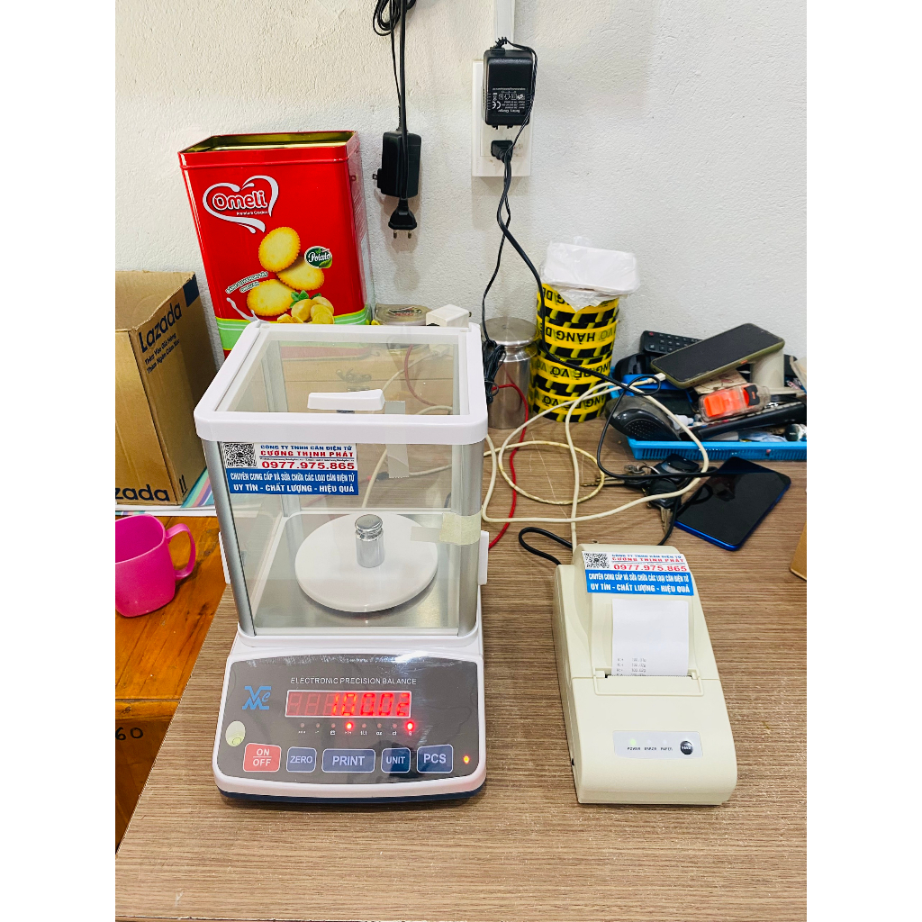 Cân tiểu ly điện tử có lồng kính chắn gió-Độ chính xác cao_mức cân 300g,600g,1200g sai số 0,01g ...