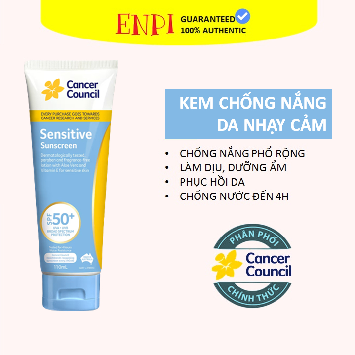 Kem chống nắng cho da nhạy cảm Cancer Council SENSITIVE 110ml | Shopee ...