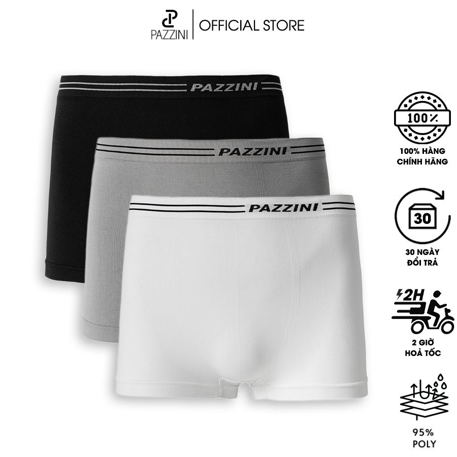 Combo 5 quần lót nam boxer PAZZINI thun poly cao cấp, quần sịp nam co ...