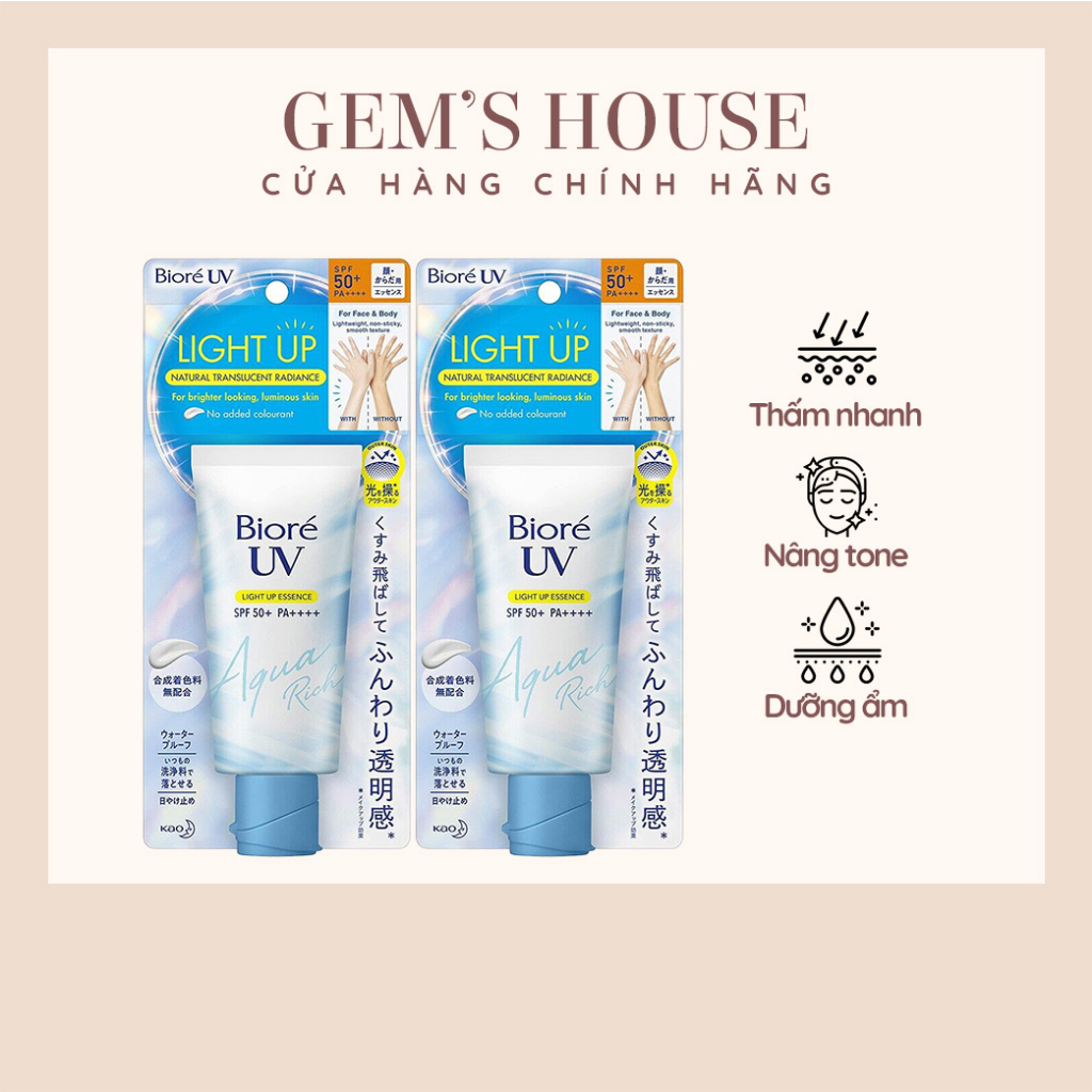 KEM CHỐNG NẮNG BIORE UV AQUA RICH LIGHT UP ESSENCE SPF 50+ PA++++ (MẪU MỚI - BILL SIÊU THỊ ...
