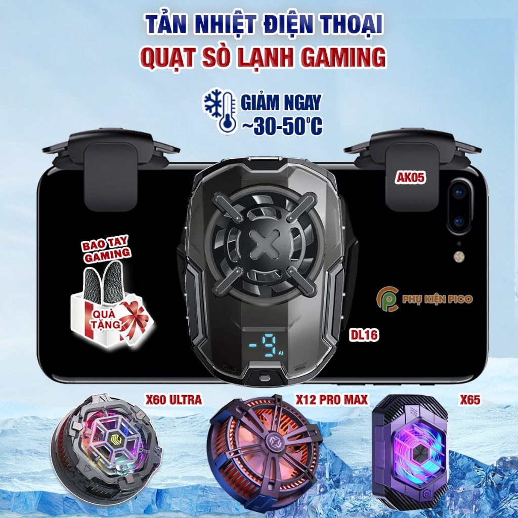 Tản nhiệt điện thoại Memo DL16 / X65 / X12 Pro Max / X60 Ultra và Nút bắn Pubg Memo AK05 Auto ...