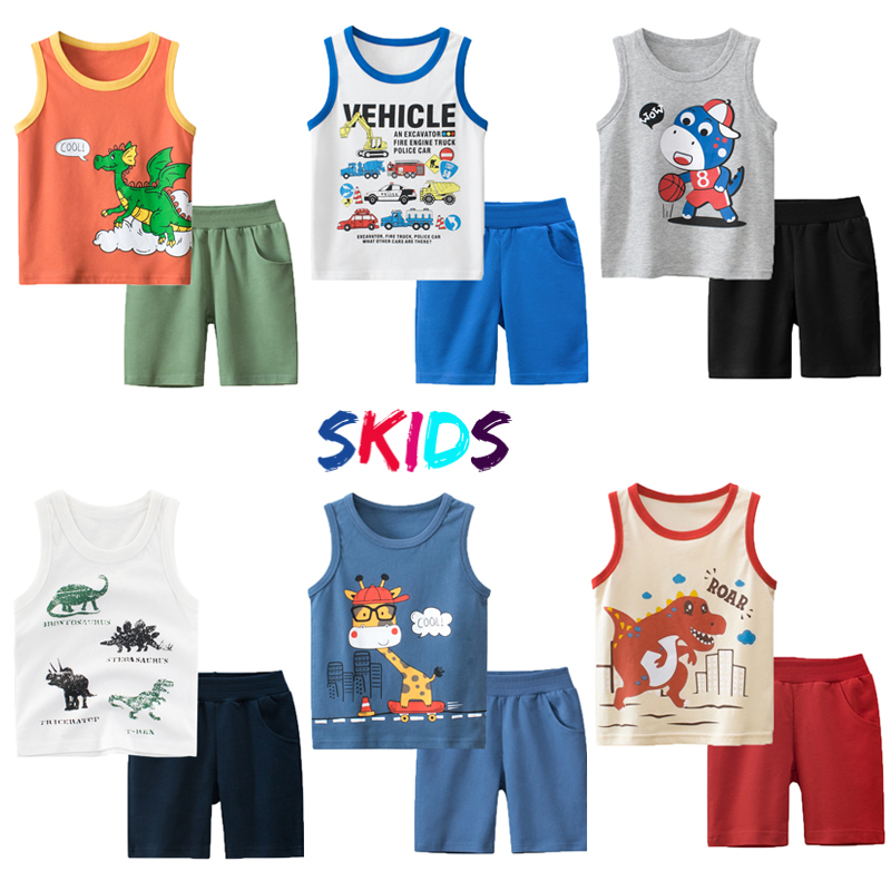 Bộ quần áo ba lỗ bé trai sét đồ sát nách cho trẻ em 2 đến 8 tuổi SKIDS ...
