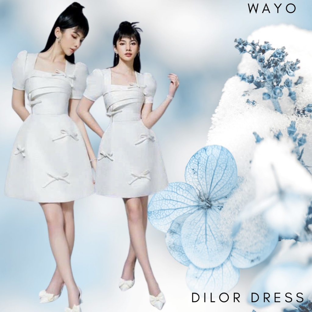 [Dilor Dress] Đầm WAYO taffta phối nơ dự tiệc sang trọng | Shopee Việt Nam