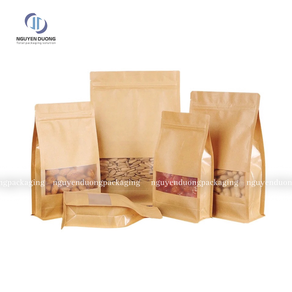 (10 cái) Túi Zip Giấy Kraft 8 Cạnh Cửa Sổ Tràn Đựng Đồ Khô | Shopee ...