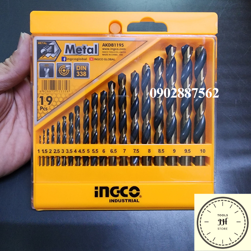 Bộ 19 mũi khoan kim loại HSS Ingco AKDB1195 | Shopee Việt Nam