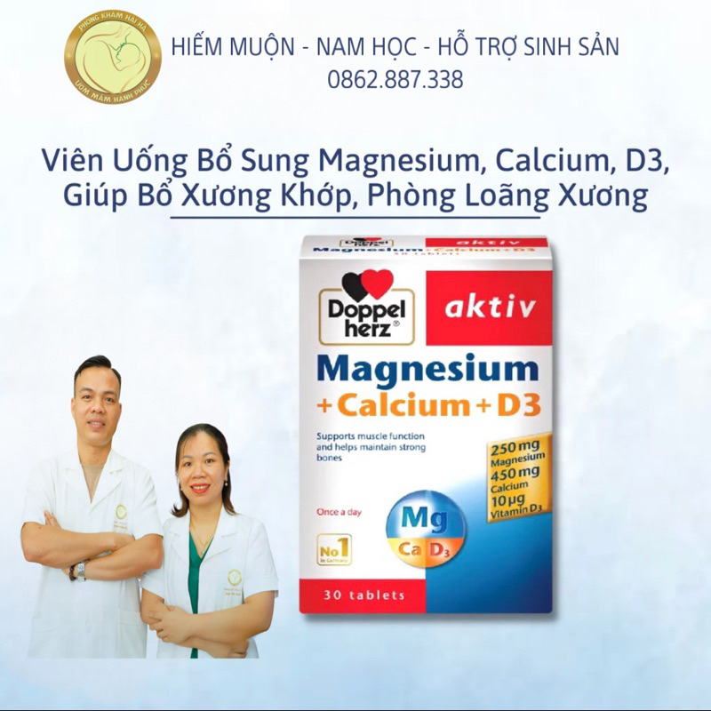Magnesium, Calcium, D3 - Bổ Sung Canxi, Magie, Vitamin D3, Bổ Xương Khớp, Doppelherz (Hộp 30 ...