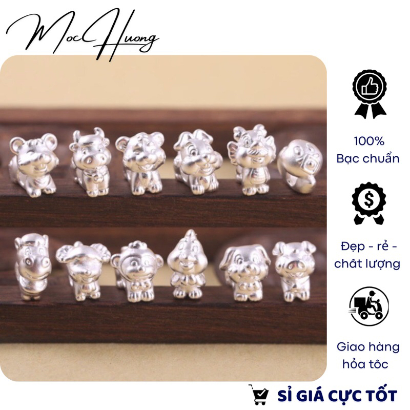 [S925] 12 con giáp bạc xâu vòng tay - MH480 | Shopee Việt Nam