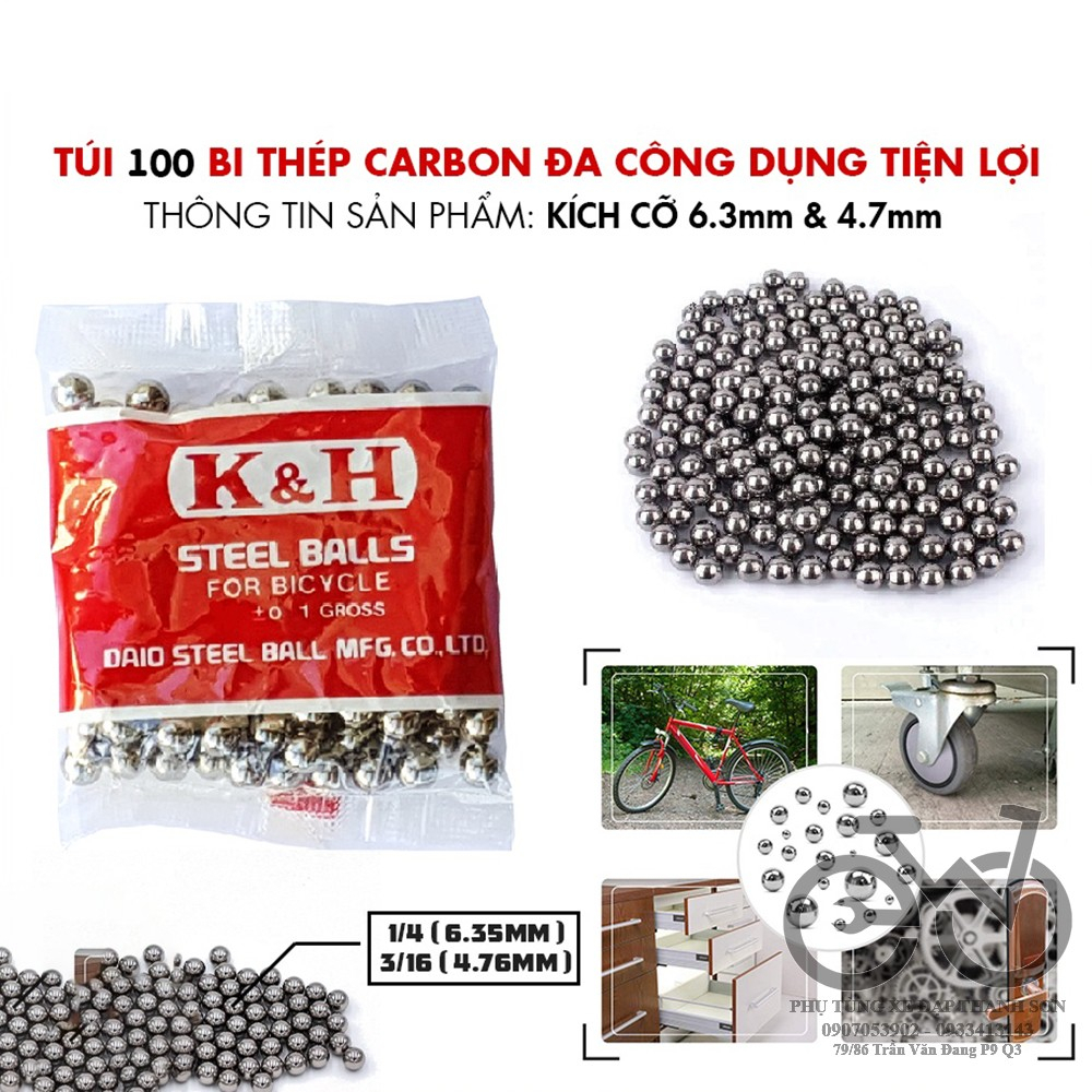 Túi 100 Bi Thép Carbon Đa Chức Năng Tiện Lợi - Bảo Dưỡng Bi HUB Và Pedal Xe Đạp Thể Thao ...