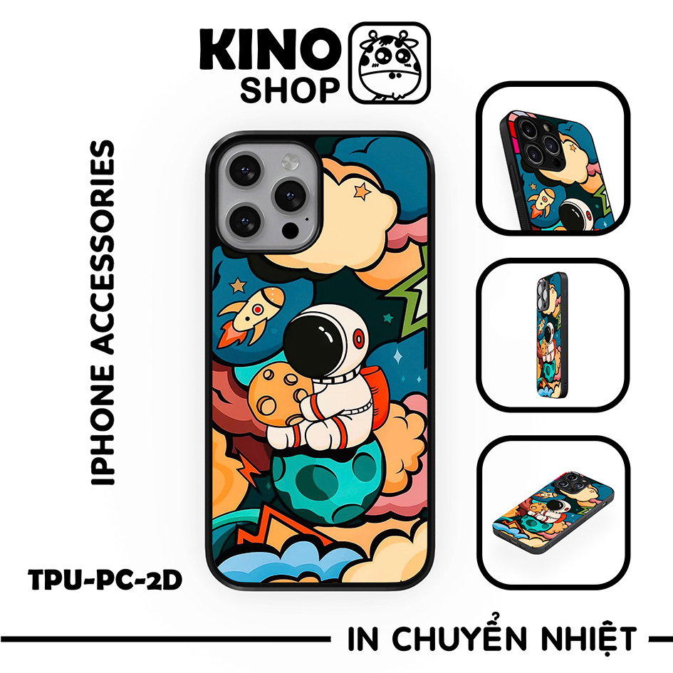 Ốp lưng iPhone KINOSHOP [ 215 ] Space phi hành gia viền dẻo đen silicon ...