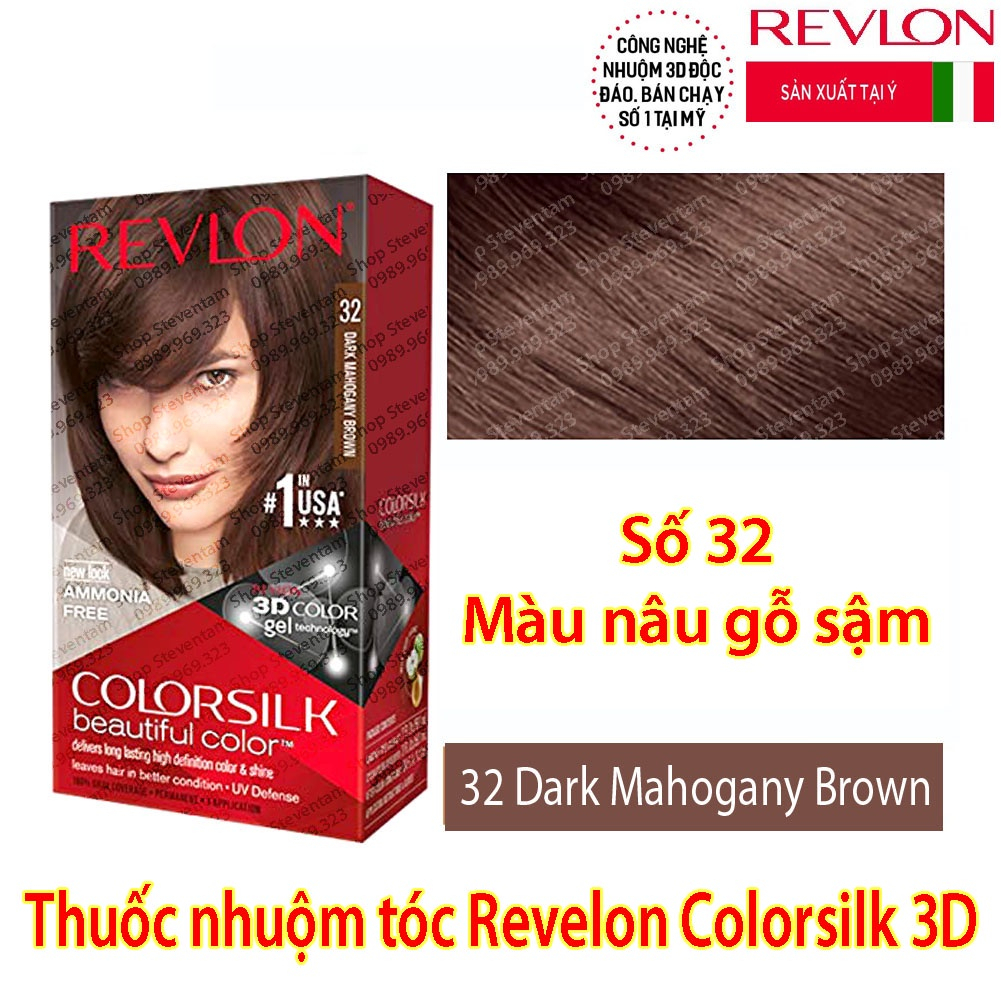 Revlon ColorSilk Beautiful Color Thuốc nhuộm tóc số 32( màu nâu đậm ...