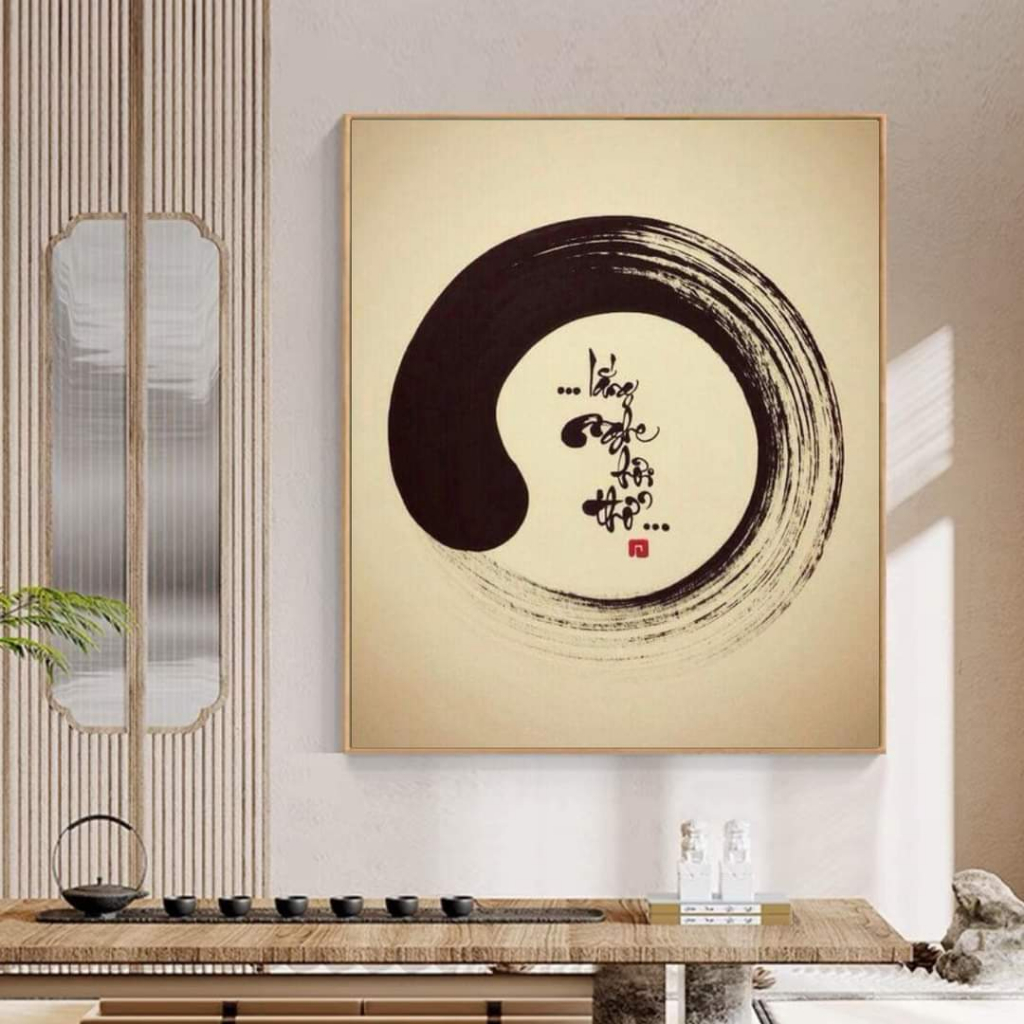 Tranh canvas treo tường vòng tròn zen thư pháp Thở 70 x 80 cm | Shopee ...