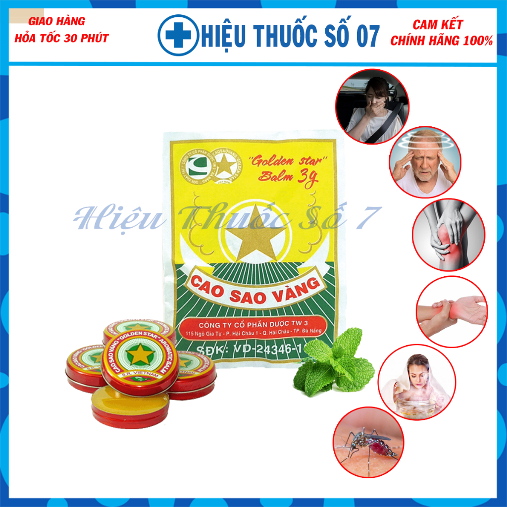 Cao Sao Vàng, Cao xoa bóp chính hãng TW3 Golden Star Balm 3g, (Date ...