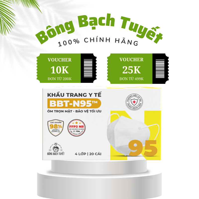 Khẩu trang Bông Bạch Tuyết N95 Trắng 20 cái/hộp | Shopee Việt Nam
