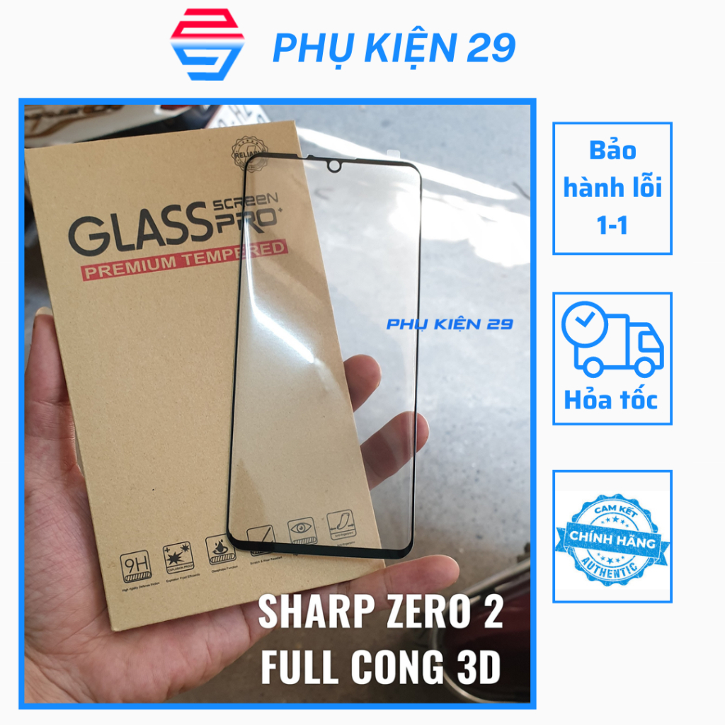 [Sharp Zero 2] Dán kính cường lực FULL màn FULL cong 3D Glass Pro+ 9H ...