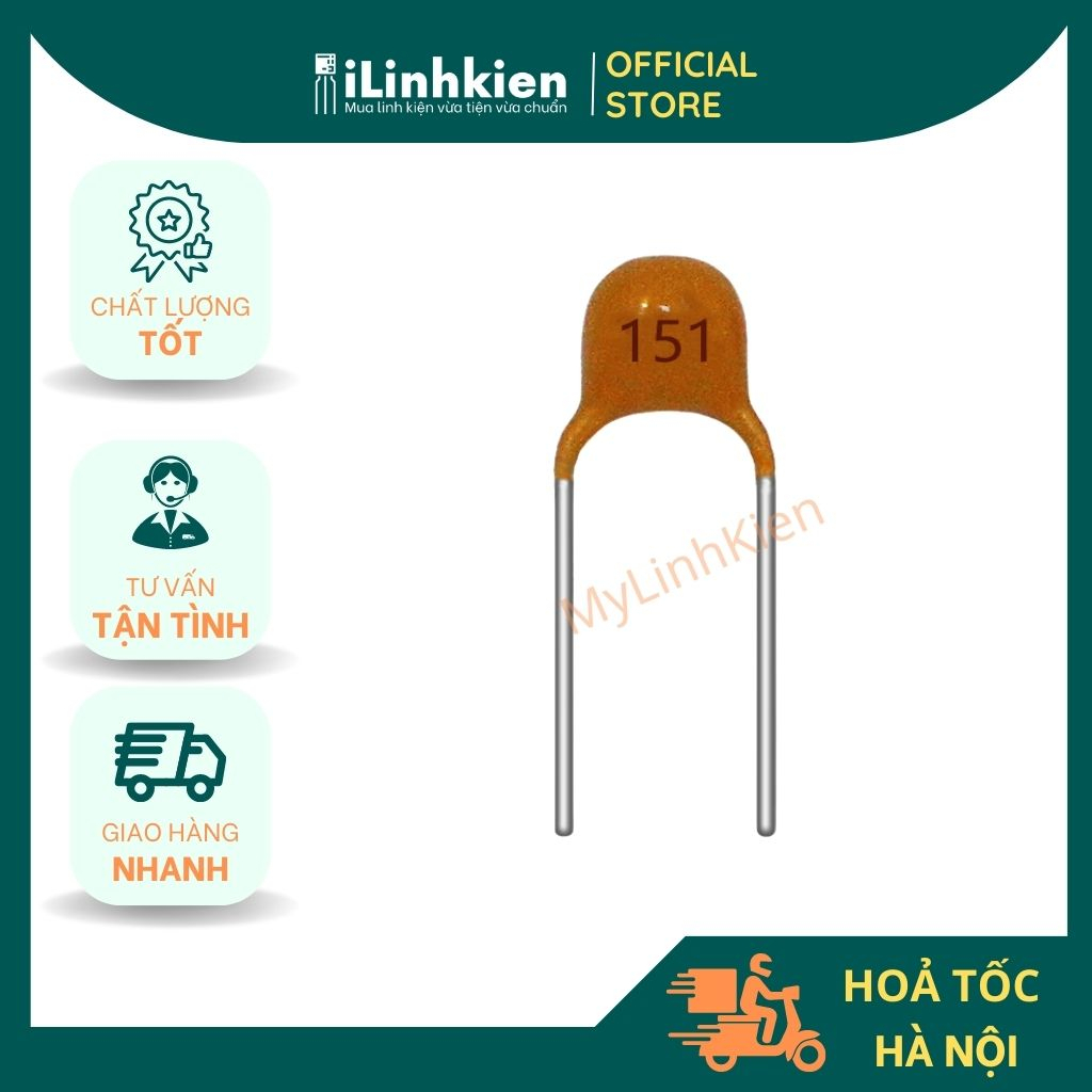 Tụ sứ vàng 151 150pF 0.15nF 50V chất lượng tốt (túi 10 chiếc). | Shopee Việt Nam