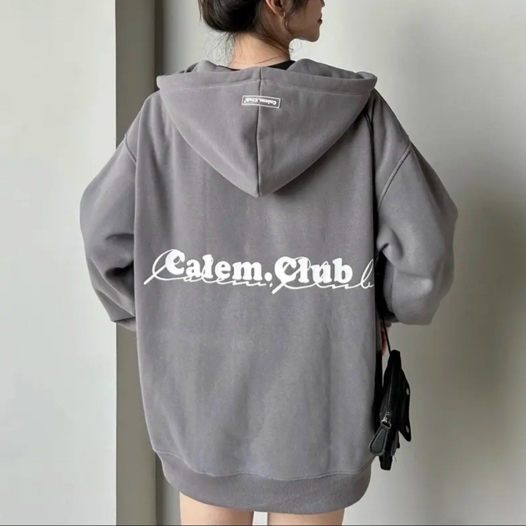 Áo khoác hoodie Nam Nữ khóa kéo họa tiết chữ CALEM CLUB chất nỉ mềm mịn ...