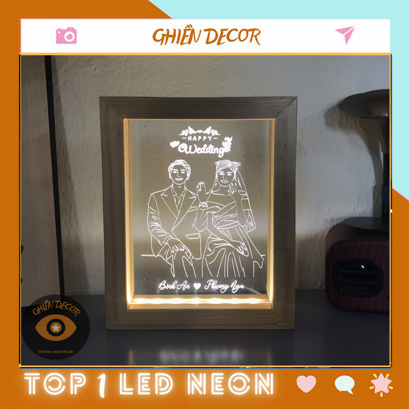 Khung Tranh Đèn Led 3D Khắc Ảnh Theo Yêu Cầu |Ghiền Decor | Shopee Việt Nam