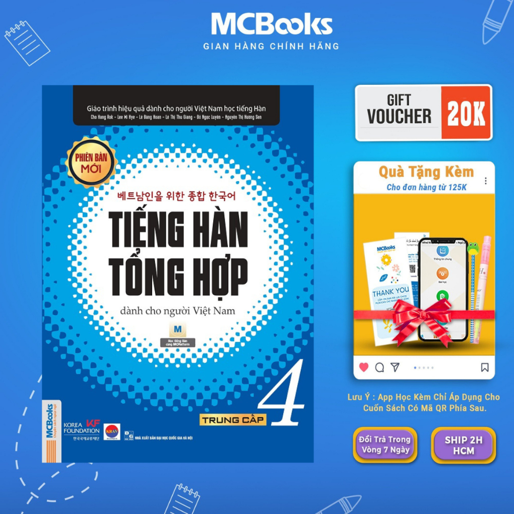 Sách - Giáo trình Tiếng Hàn Tổng hợp Trung cấp 4(Cẩm nang tiếng Hàn cho mọi người) bản đen trắng ...