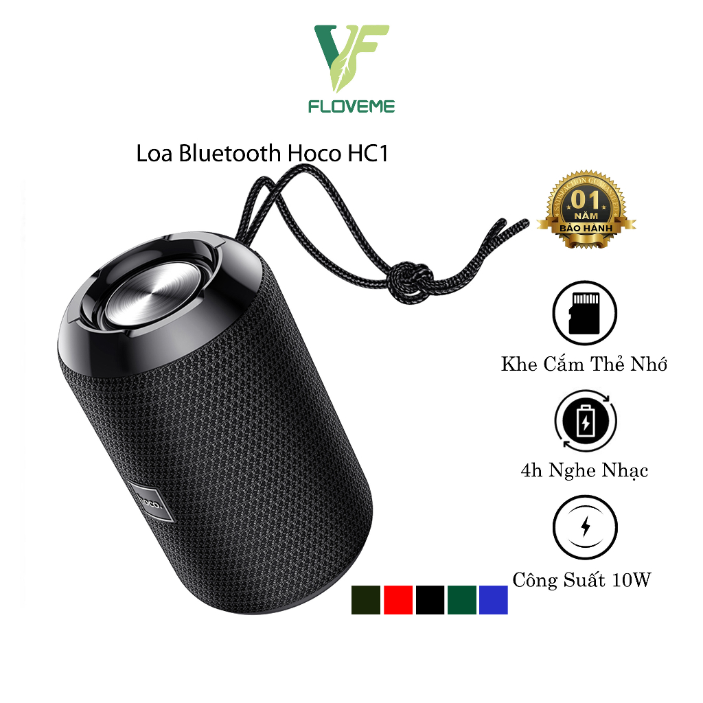 Loa Bluetooth Hoco HC1, Nhỏ Gọn, Âm Thanh Mạnh Mẽ , Đèn Led Sống Động ...