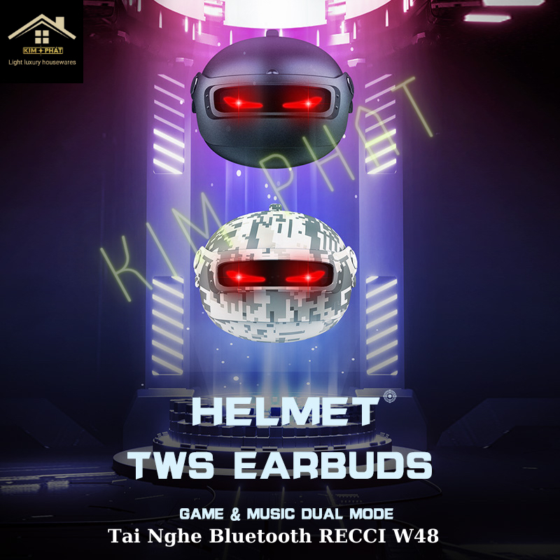 Tai Nghe Bluetooth v5.3 RECCI W48 HELMET PUBG ARTIFACT chất lượng HIFI ...