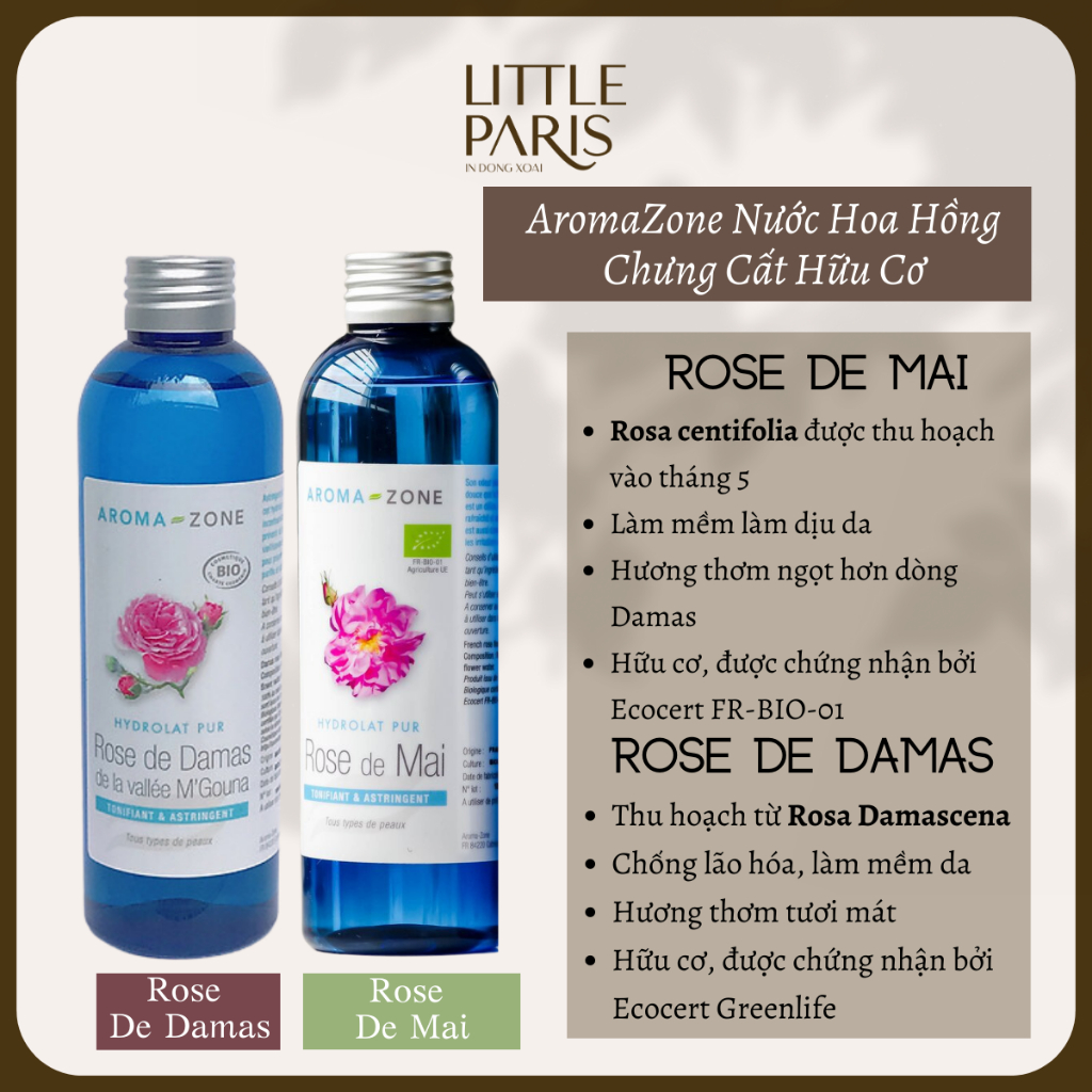 Nước Hoa Hồng AromaZone Chưng Cất Hữu Cơ 200ml | Shopee Việt Nam