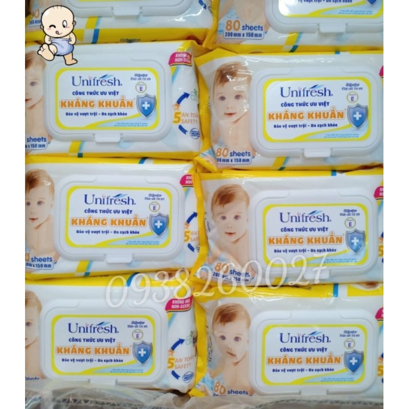 Combo 6 gói Khăn Ướt Unifresh Không Mùi 80 tờ Vitamin E và Nha Đam ...
