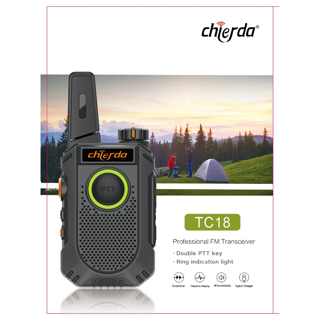 Bộ Đàm Chierda TC-18 Siêu nhỏ, Cự ly liên lạc 1-1,5Km, Tự sao chép tần ...