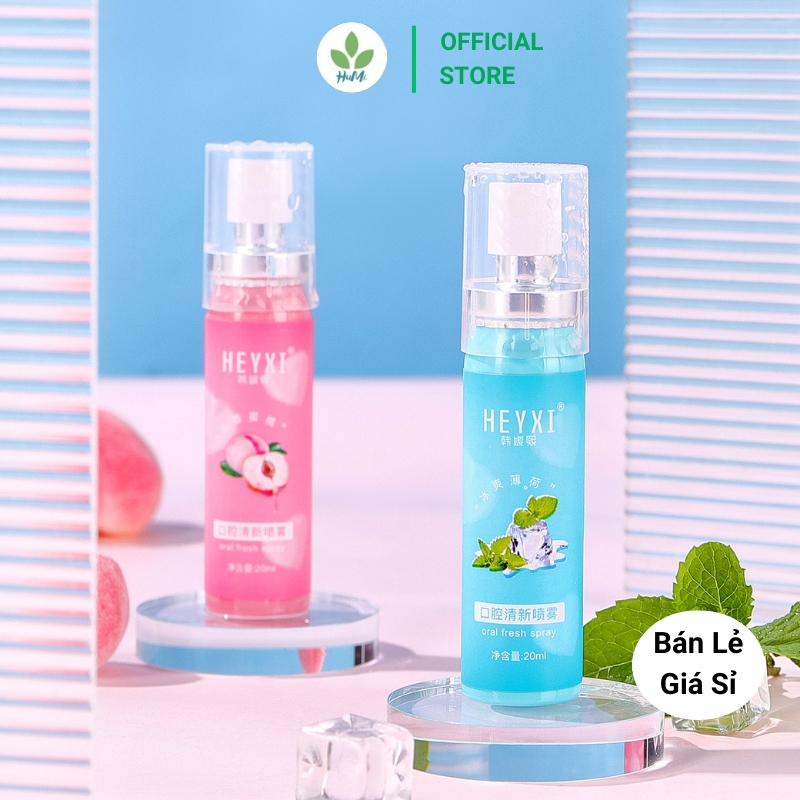 Xịt thơm miệng HEYXI 20ML vị đào và bạc hà kháng khuẩn thơm mát sạch ...
