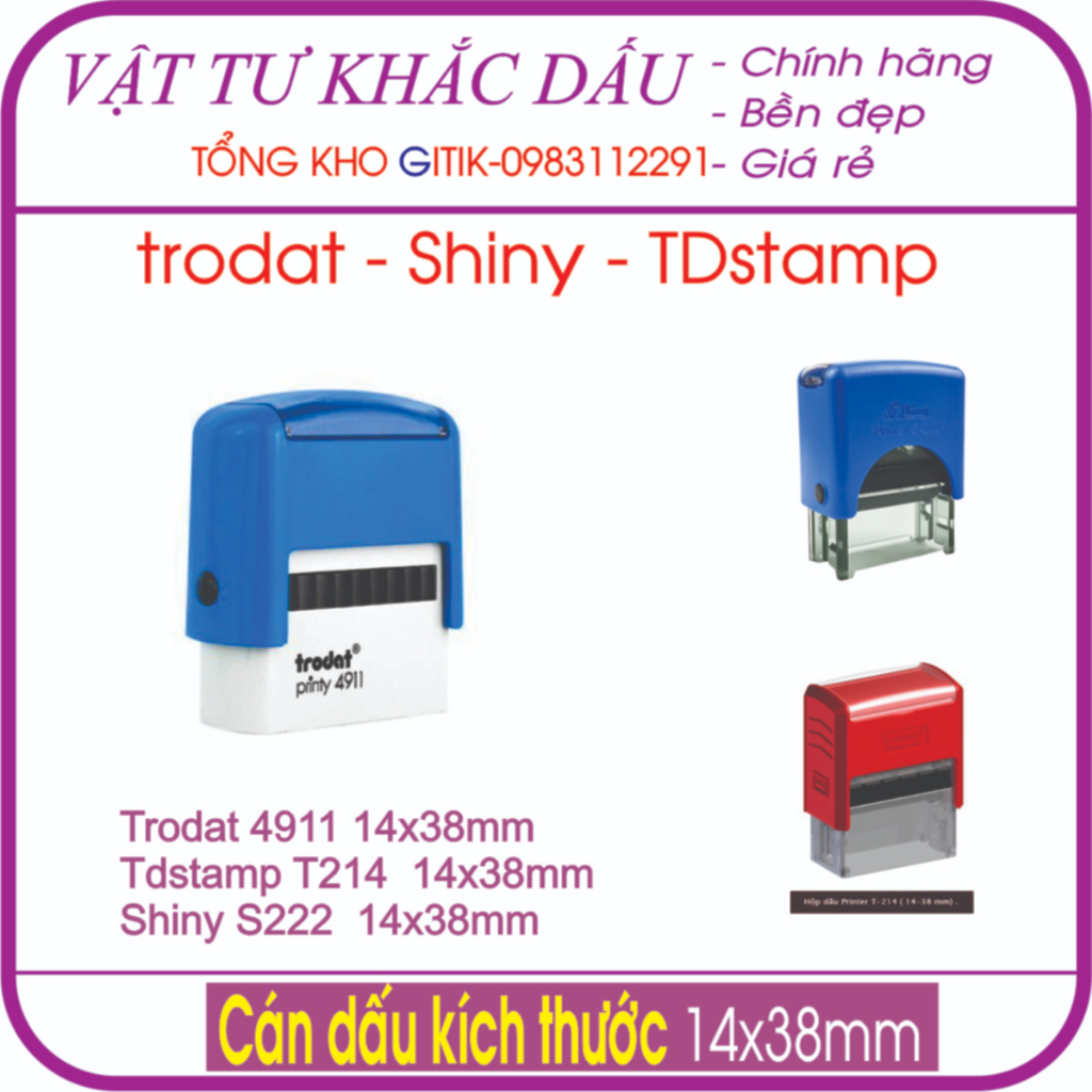 Vỏ hộp / Cán dấu trodat 4911 - tdstamp 214 - shiny S222 kích thước mặt ...