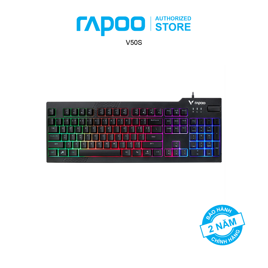 Bàn phím đèn nền led, thiết kế chống tràn, kết nối có dây USB Rapoo V50S | Shopee Việt Nam